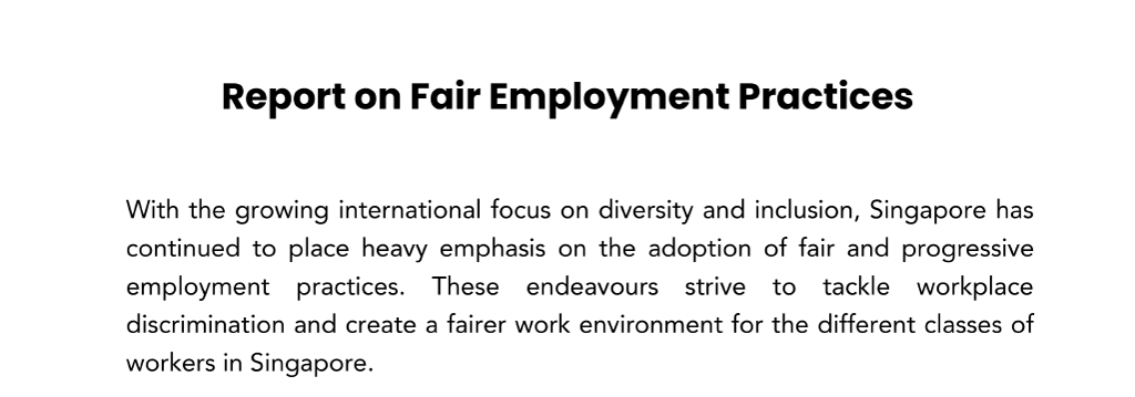 Article: Report on Fair Employment Practices